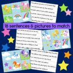Unicorn Sight Word Sentence Reading Comprehension and Writing Center ...