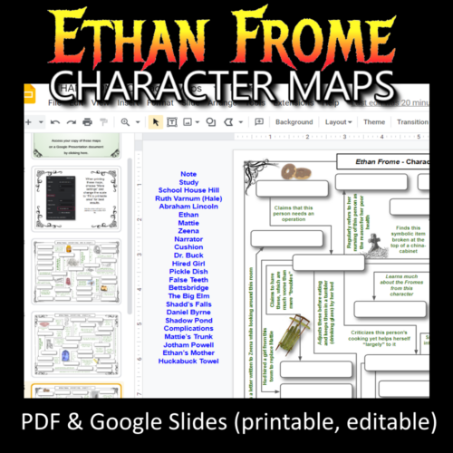 3 Character Maps on ETHAN FROME (Worksheets, Quiz, Test, Review) NO ...