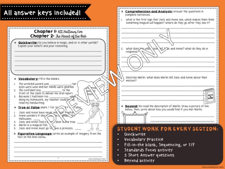 Haunted Castle on Hallows Eve Novel Study Unit | Magic Treehouse Book ...