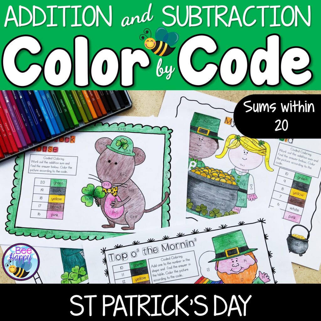St Patrick's Day | Color by Code | Addition & Subtraction | Made By ...