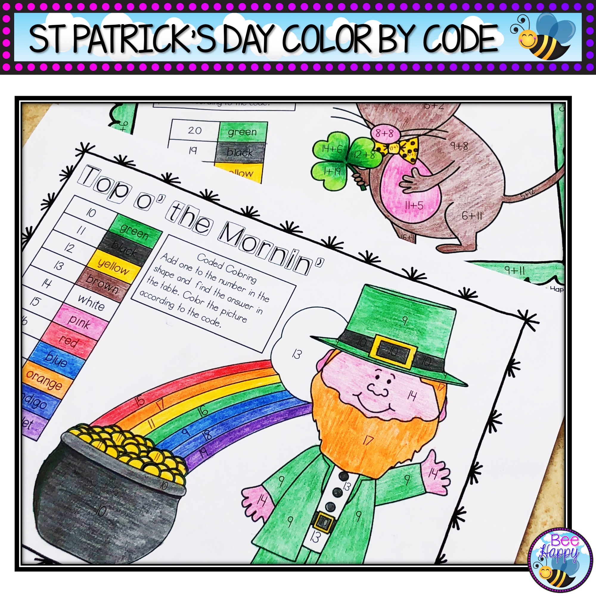 St Patrick's Day | Color by Code | Addition & Subtraction | Made By ...
