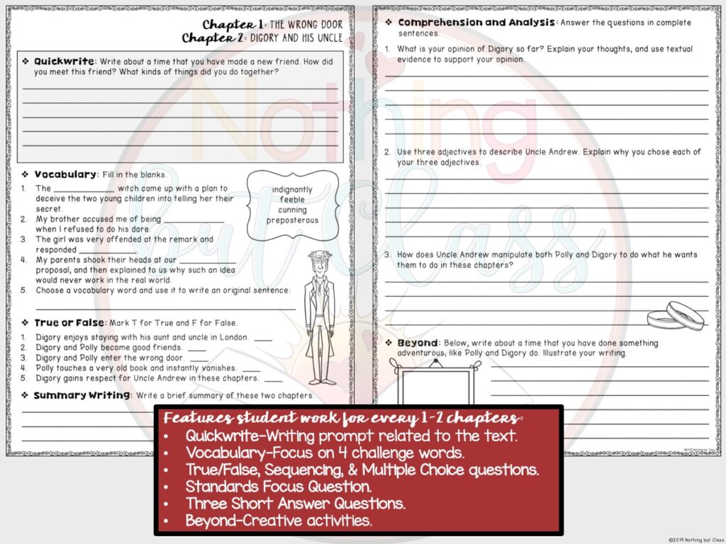 The Magician's Nephew Novel Study Unit | The Chronicles of Narnia ...