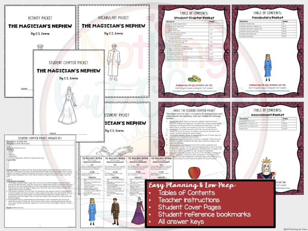 The Magician's Nephew Novel Study Unit | The Chronicles of Narnia ...