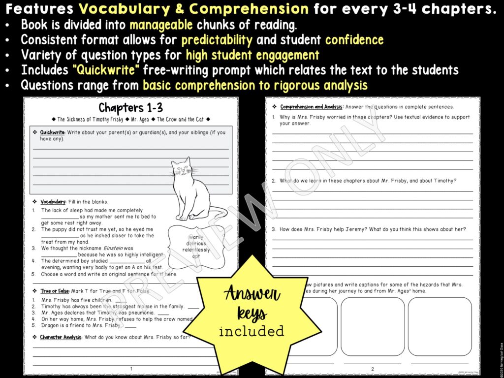 Mrs. Frisby and the Rats of Nimh Novel Study Unit | Made By Teachers