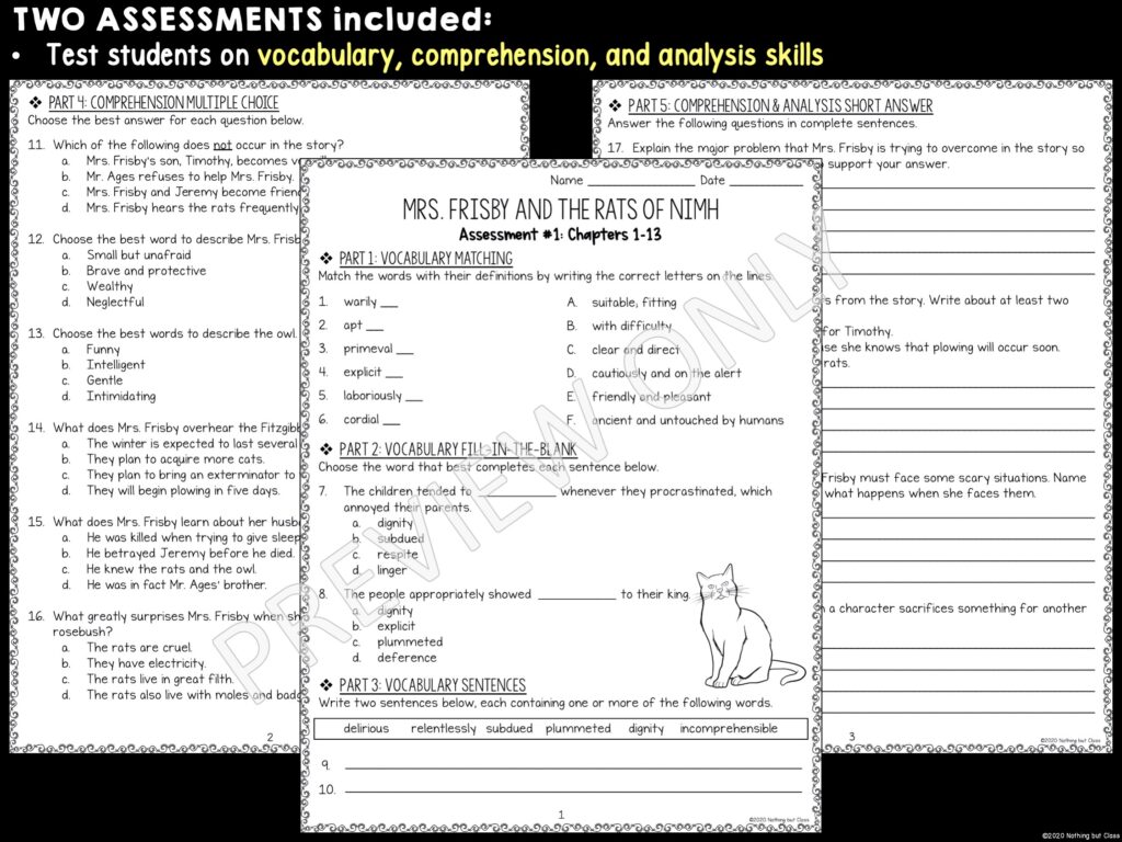 Mrs. Frisby and the Rats of Nimh Novel Study Unit | Made By Teachers
