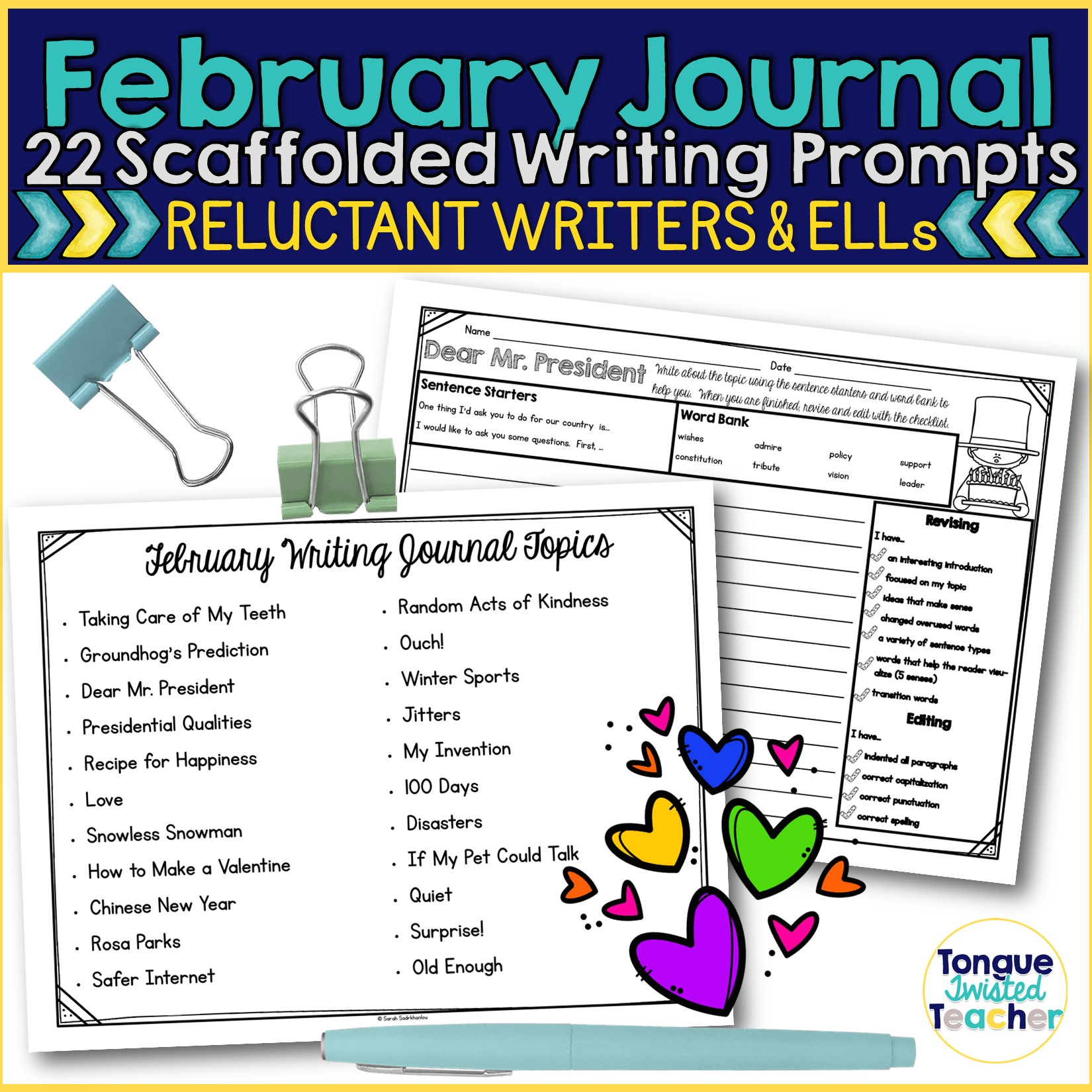 February Monthly Writing Journal with Winter Writing Prompts | Made By ...