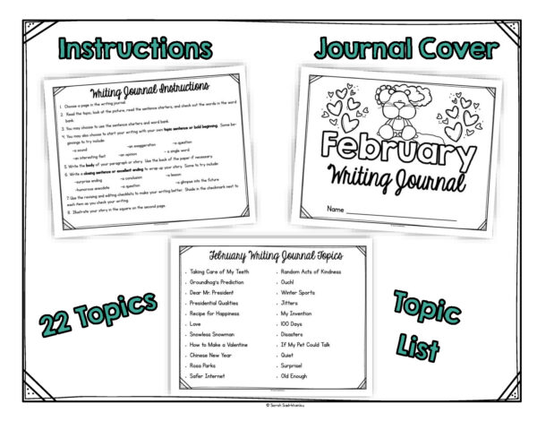February Monthly Writing Journal with Winter Writing Prompts | Made By ...