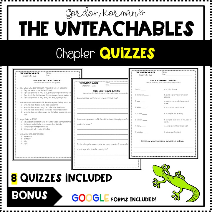 The Unteachables (Gordon Korman) Questions & Vocab - PDF & Google ...