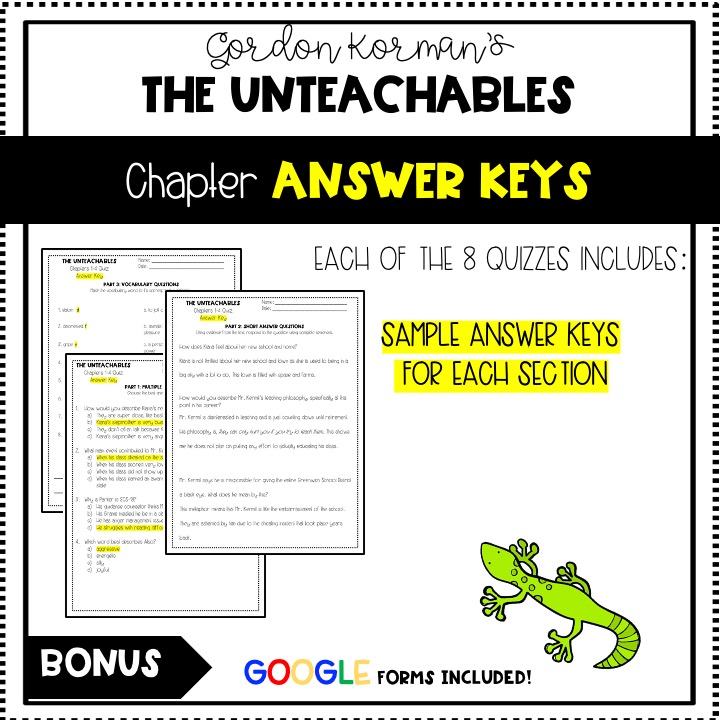 The Unteachables (Gordon Korman) - Quiz Pack - PDF & Google | Made By ...
