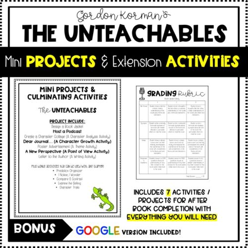 The Unteachables (Gordon Korman) Mini Projects & Activities | Made By ...
