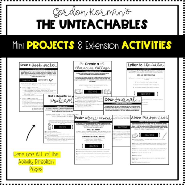 The Unteachables (Gordon Korman) Mini Projects & Activities | Made By ...