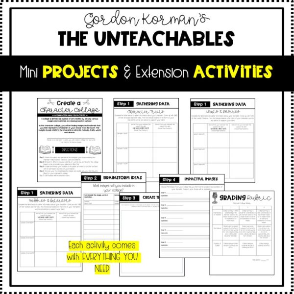 The Unteachables (Gordon Korman) Mini Projects & Activities | Made By ...