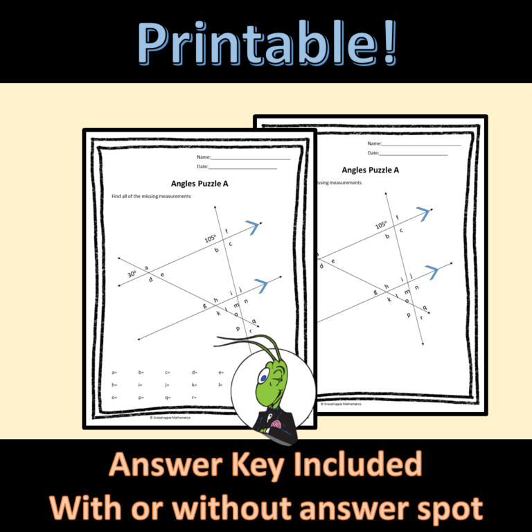 Freebie Angle Relationships Activity to Find Missing Angles in Puzzle ...