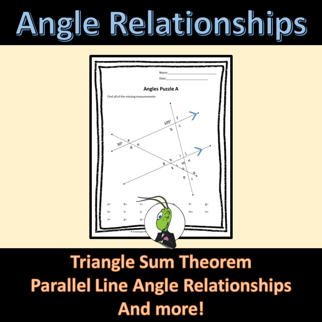 Freebie Angle Relationships Activity to Find Missing Angles in Puzzle ...