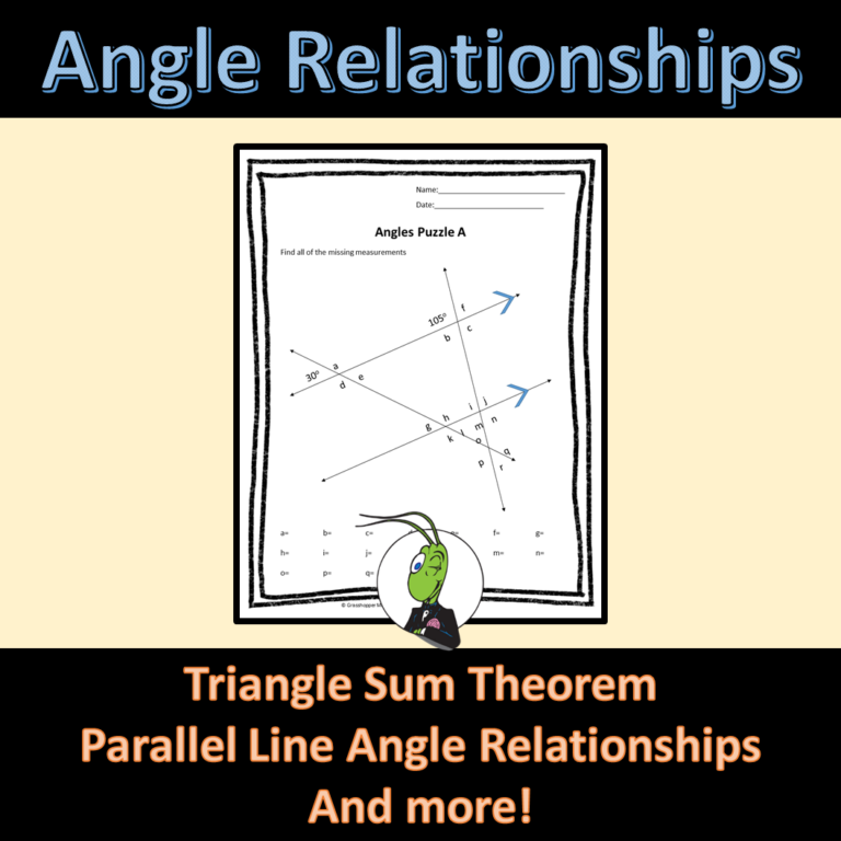 Freebie Angle Relationships Activity to Find Missing Angles in Puzzle ...