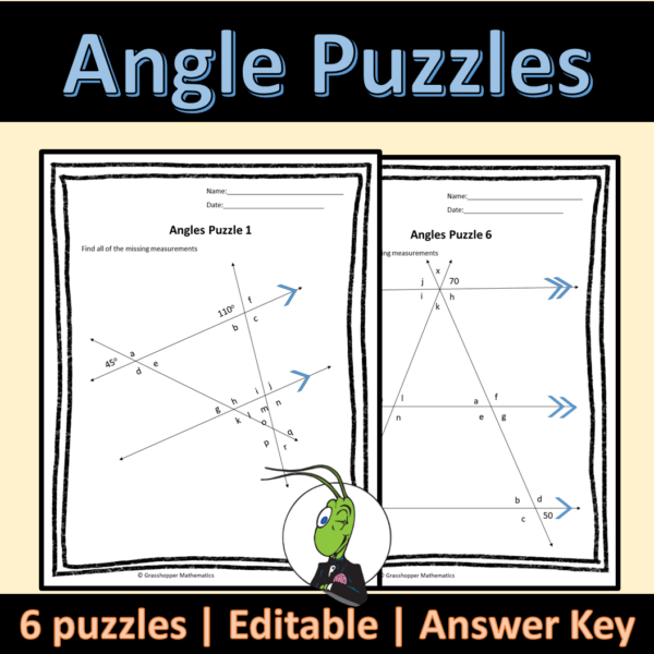 Angle Relationships Activity to Find Missing Angles in Puzzle ...