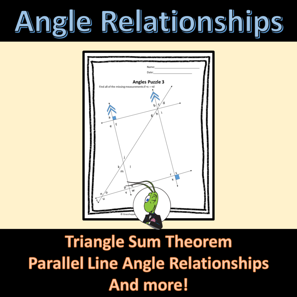 Angle Relationships Activity to Find Missing Angles in Puzzle ...