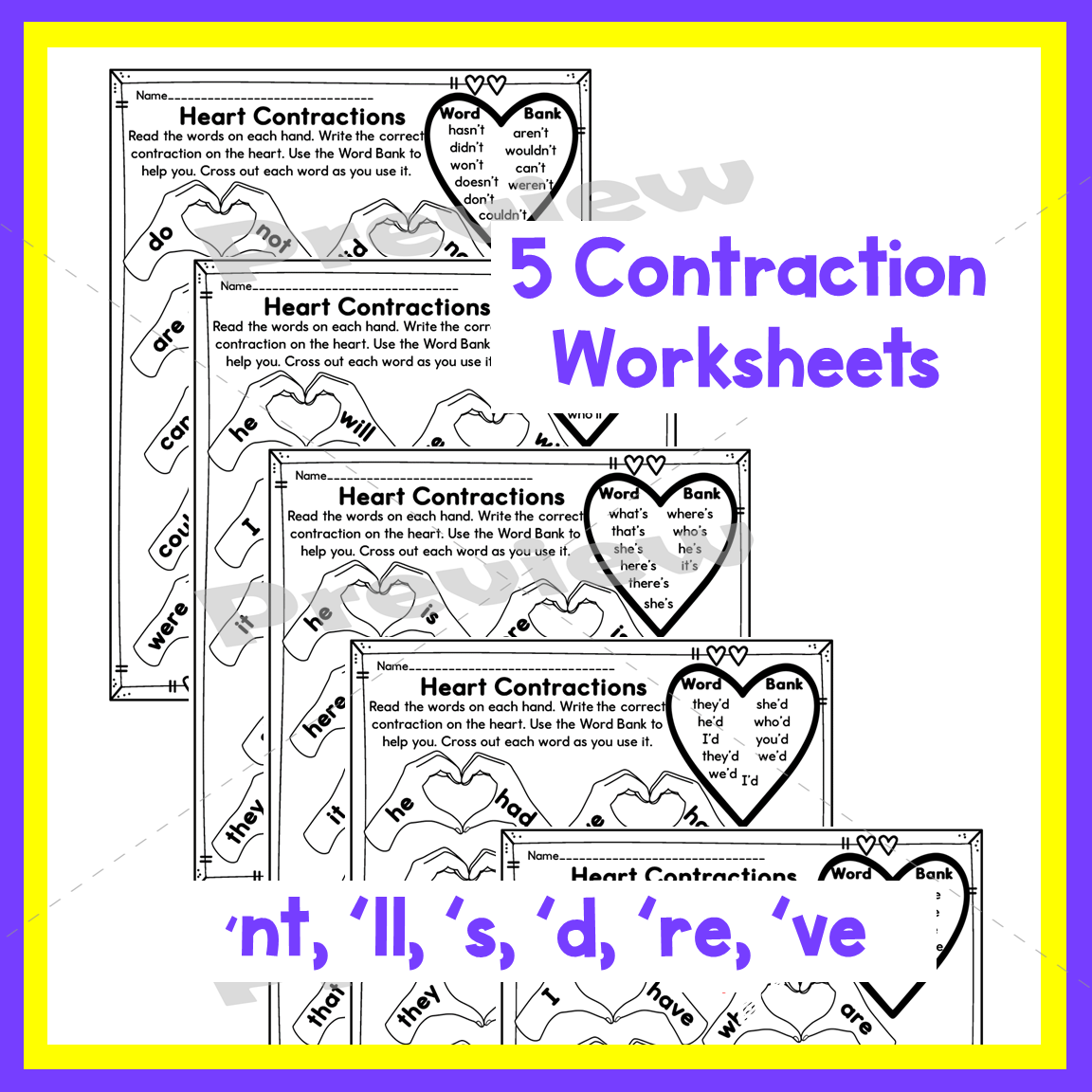 Contractions and Compound Words with Valentines Day Theme | Made By ...