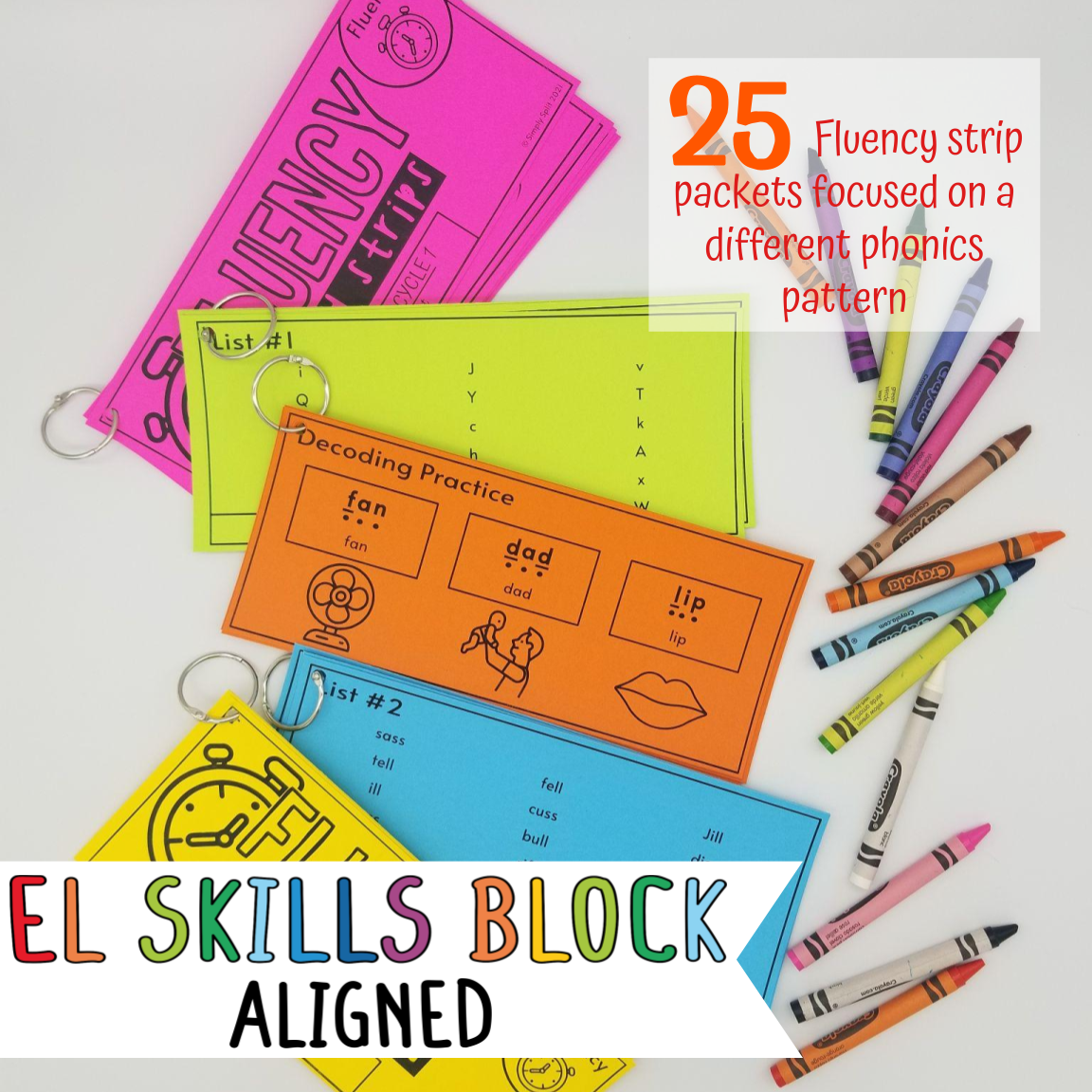 Kindergarten Fluency Letter & Word Decoding Strips | EL Skills Block ...