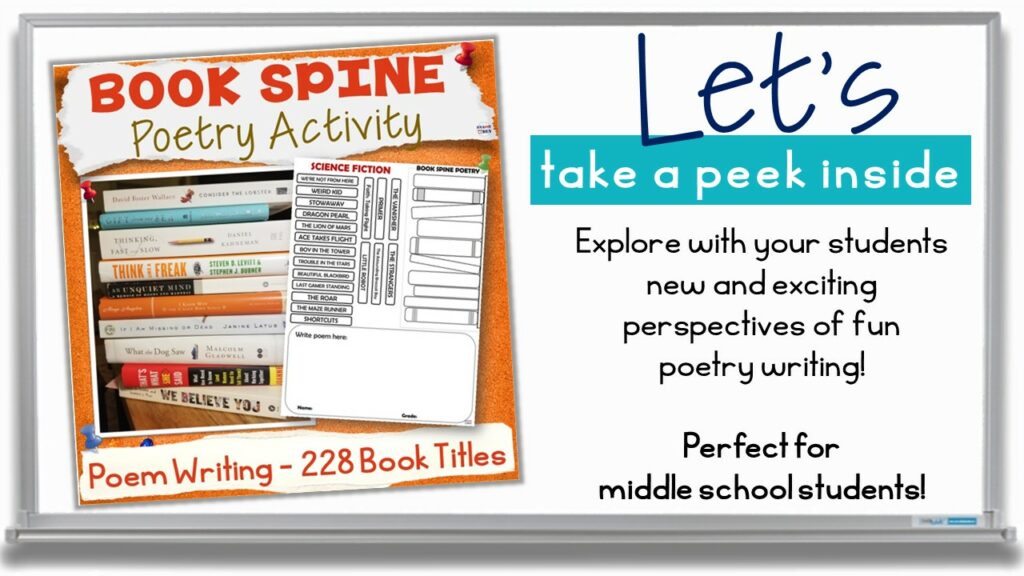 Book Spine Poetry Writing Activities - Poem Templates - 228 Book Titles ...
