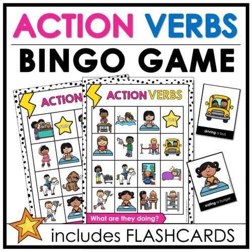 Action Verbs Bingo Game | Classroom Present Tense Verb Activity ...