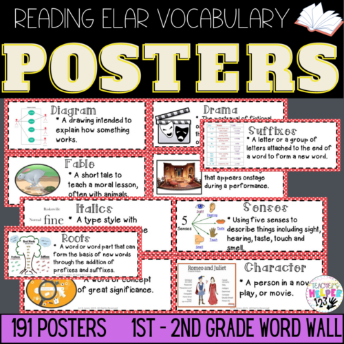 Word Wall Vocabulary Posters for ELAR Read/Write | 1st-2nd Grade | 191 ...
