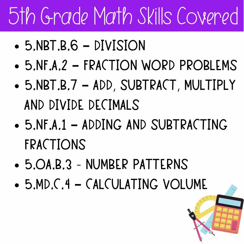 Grade 5 Math Daily Spiral Review for Math Homework or Math Morning Work ...