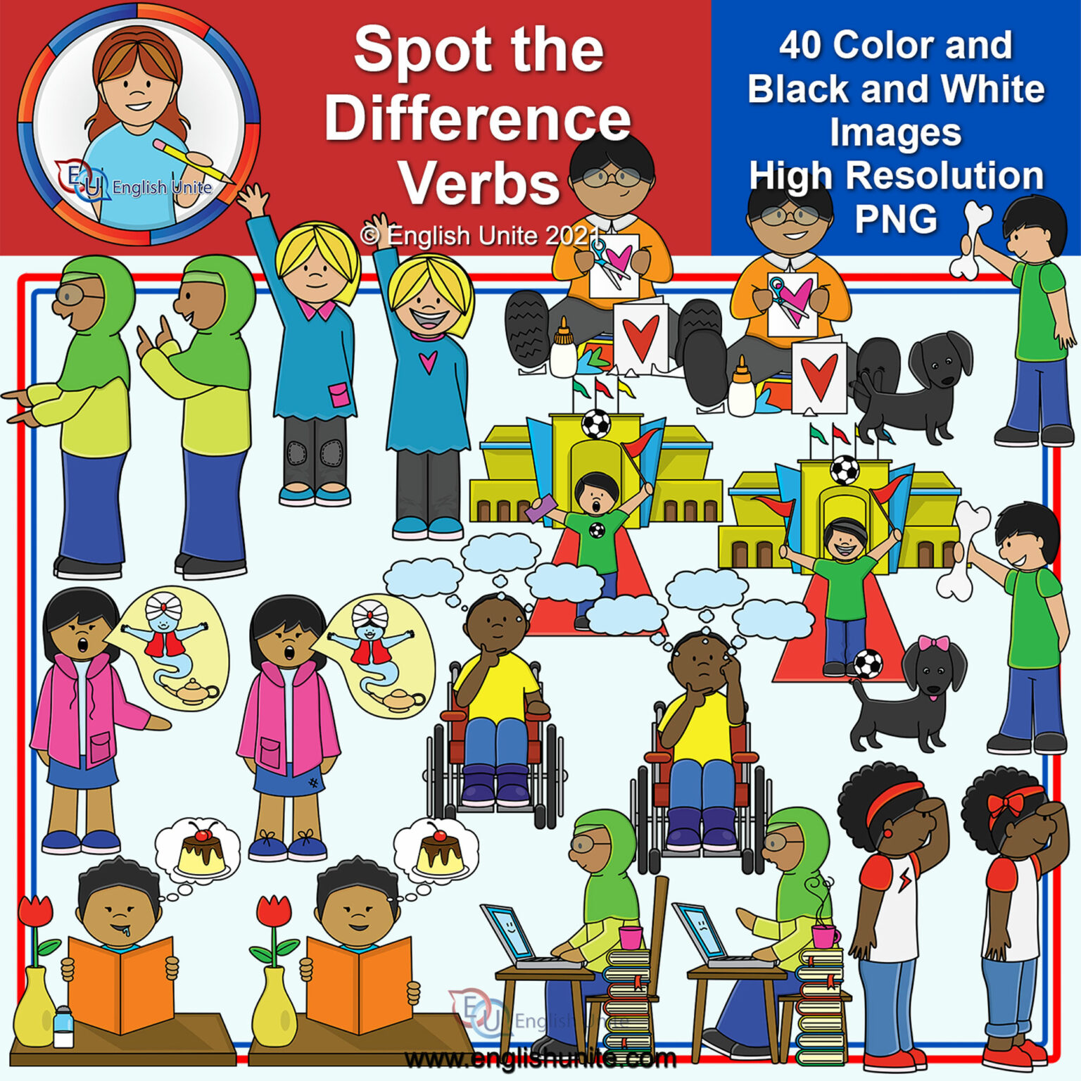 Clip Art - Spot the Difference - Verb | Made By Teachers