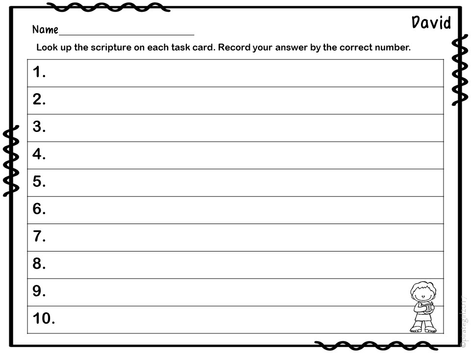 Bible Task Cards: David | Made By Teachers