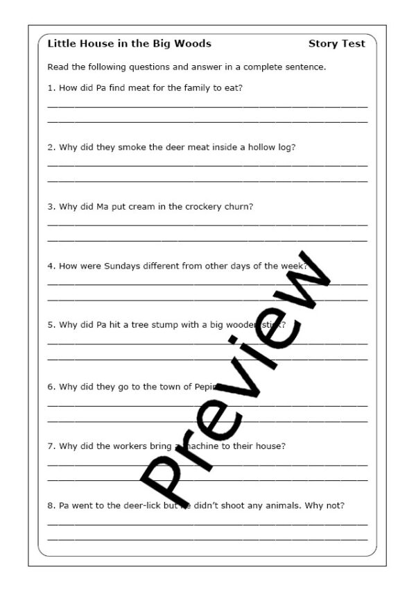 Laura Ingalls Wilder "Little House in the Big Woods" worksheets | Made ...