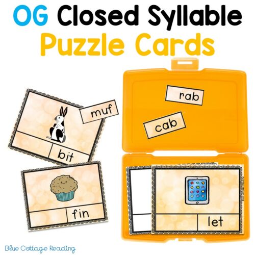 Closed Syllable Puzzle Cards - Center | Made By Teachers
