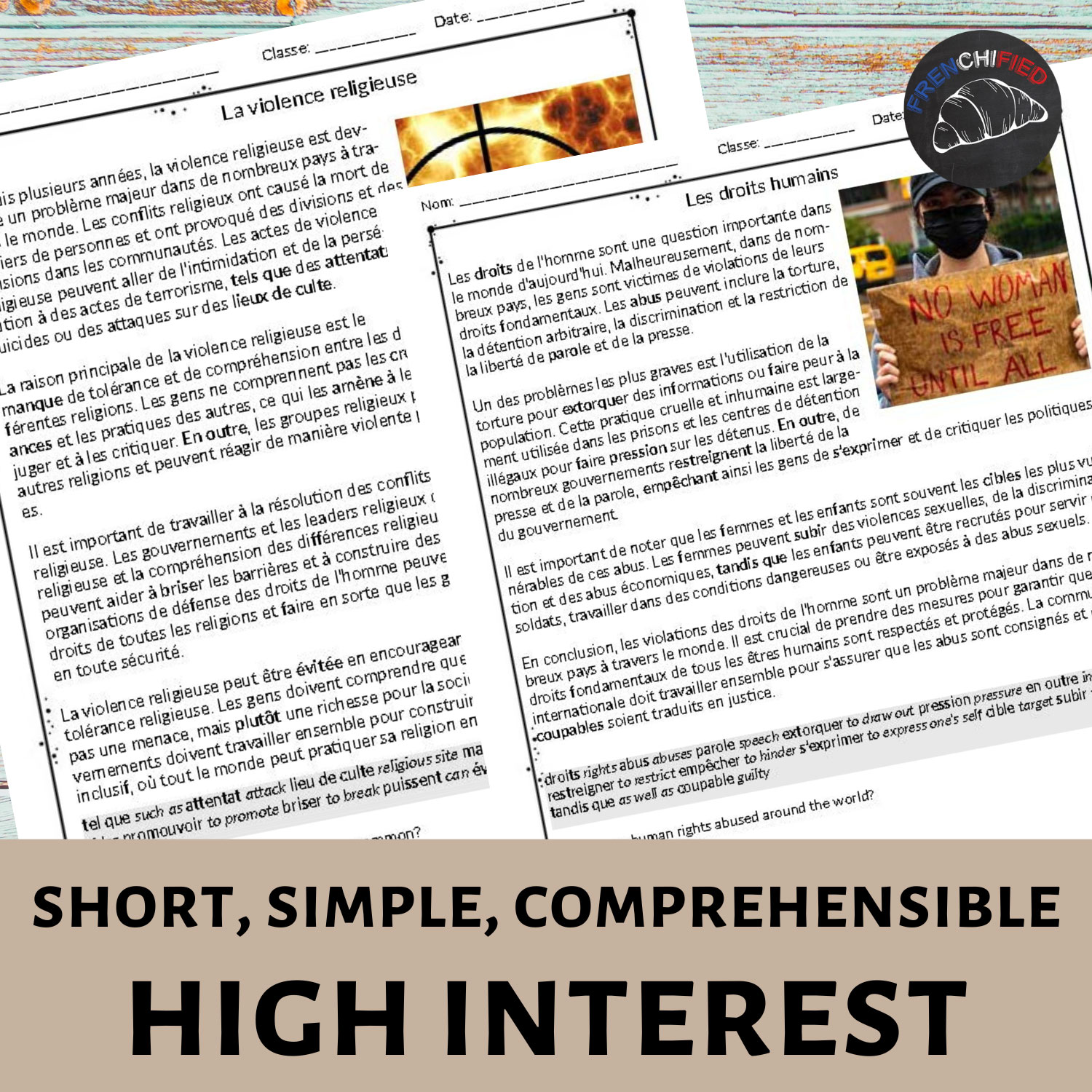 Short French reading passages - Global problems | Made By Teachers