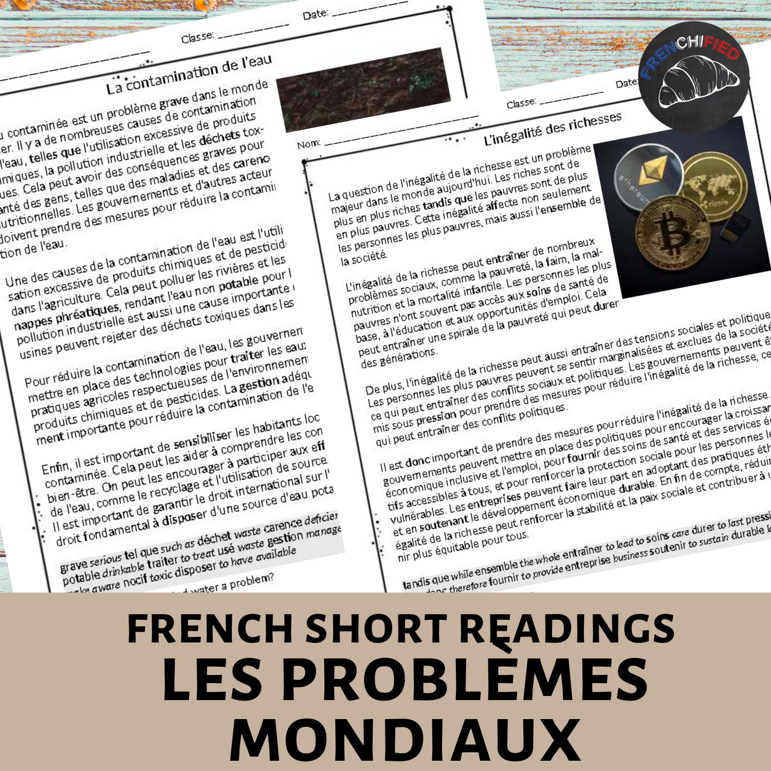 Short French reading passages - Global problems | Made By Teachers