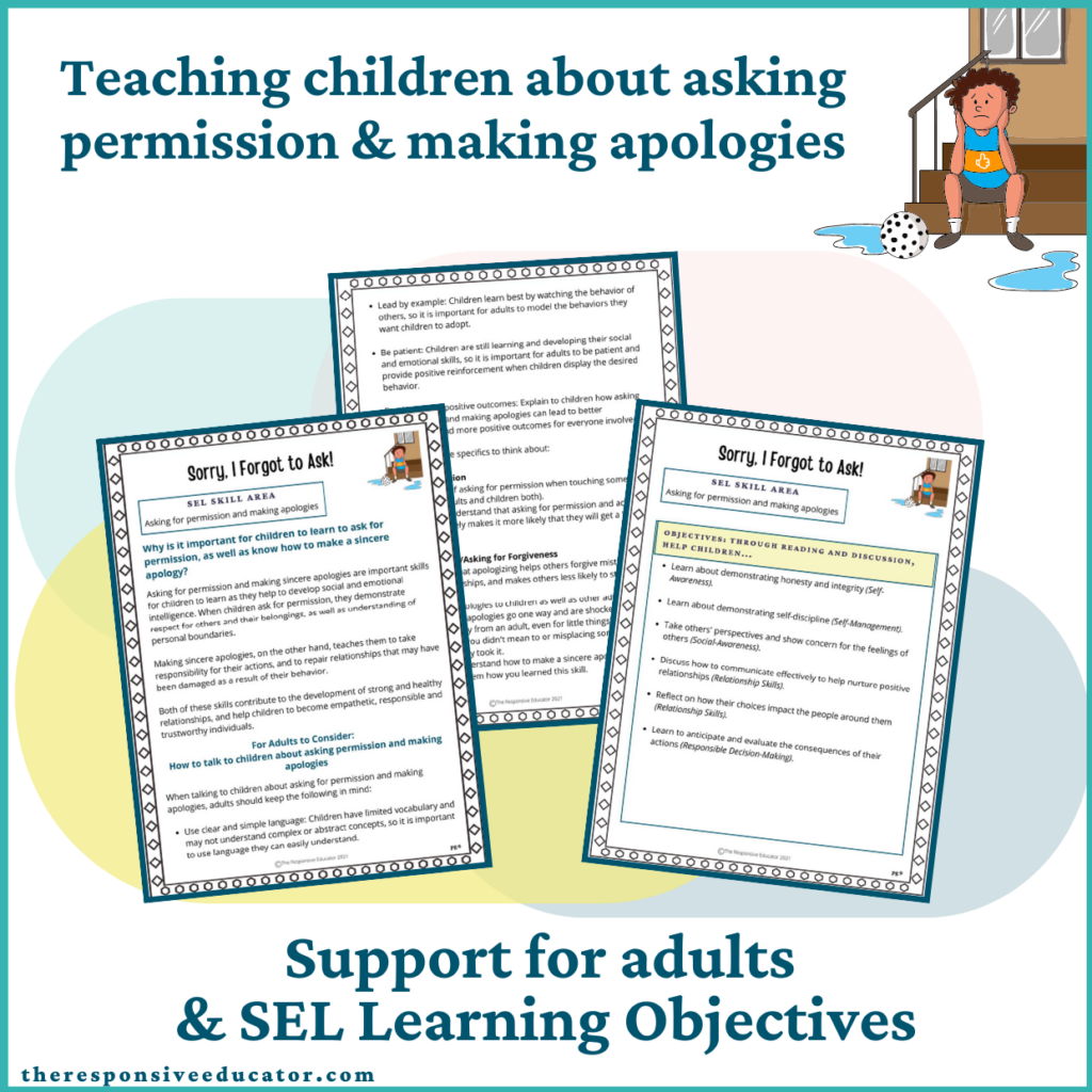 Sorry, I Forgot to Ask! (by Julia Cook) Social-Emotional Activities ...