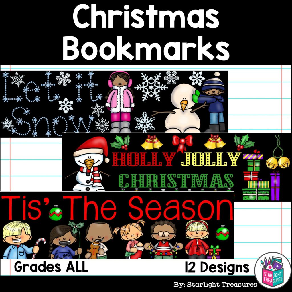 Christmas Cut n' Color Bookmarks: Black and White AND Full Color | Made ...