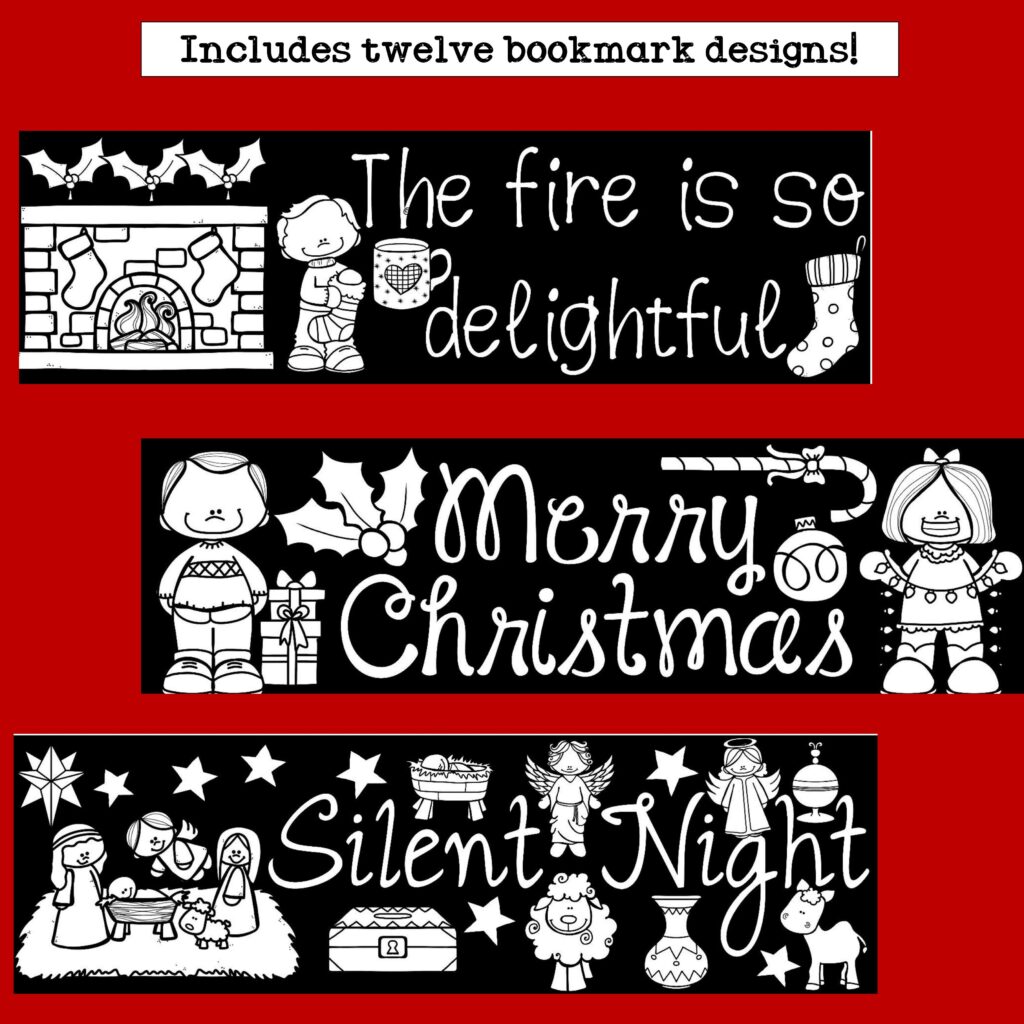 Christmas Cut n&#039; Color Bookmarks: Black and White AND Full Color | Made ...
