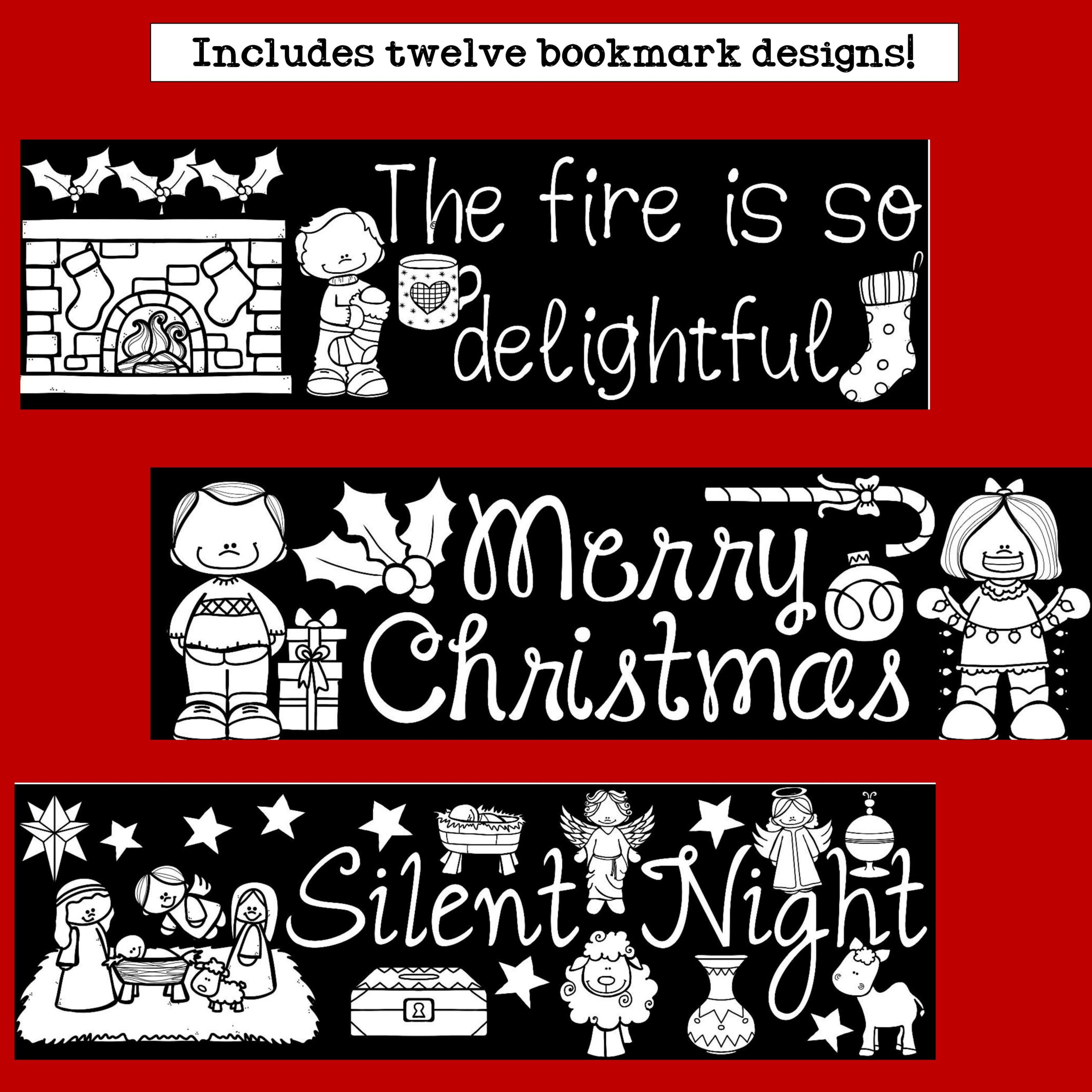 Christmas Cut n' Color Bookmarks: Black and White AND Full Color | Made ...