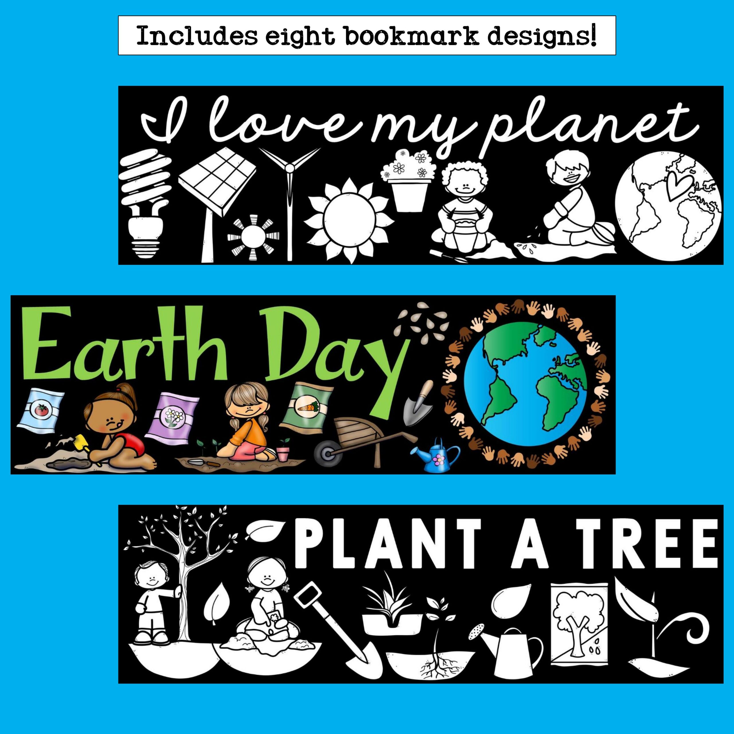 Earth Day Cut n' Color Bookmarks: Black and White AND Full Color | Made ...