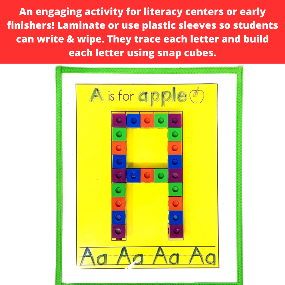 Alphabet Tracing and Snap Cube Building Activity Mats for Literacy ...