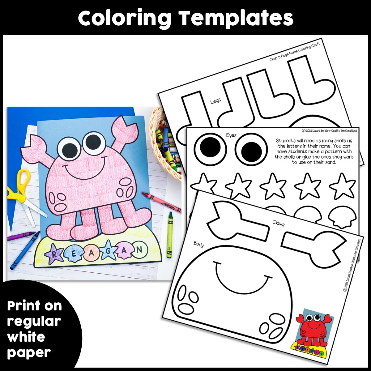 Crab Name Craft | Ocean Animals Activity | Sea Life | Ocean Habitat ...