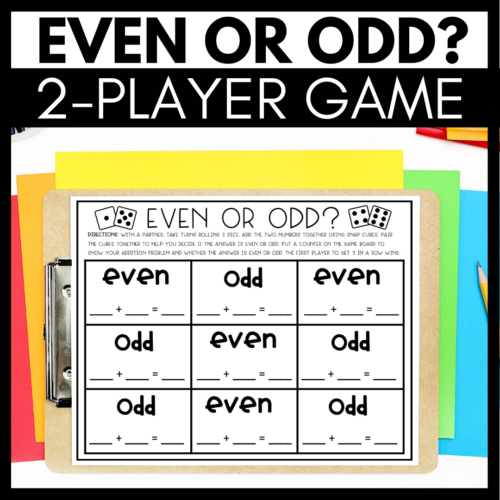 Odd and Even Numbers - 2 Player Game for Math Centers - Made By Teachers