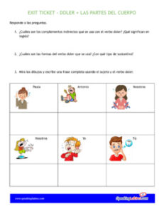 Body Parts & Health Vocabulary – DOLER and Indirect Object Pronouns ...