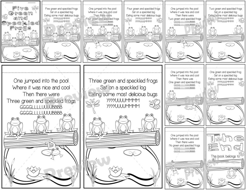 Five Green and Speckled Frogs Booklets and Worksheets Pack | Made By ...