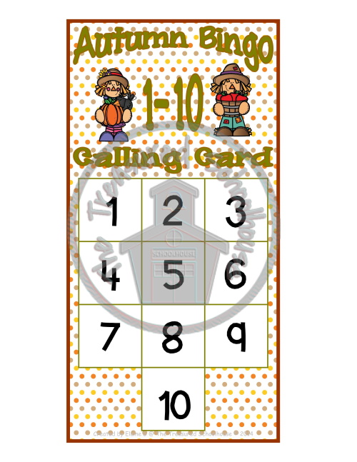 Autumn or Fall Bingo 1-10 Game | Made By Teachers