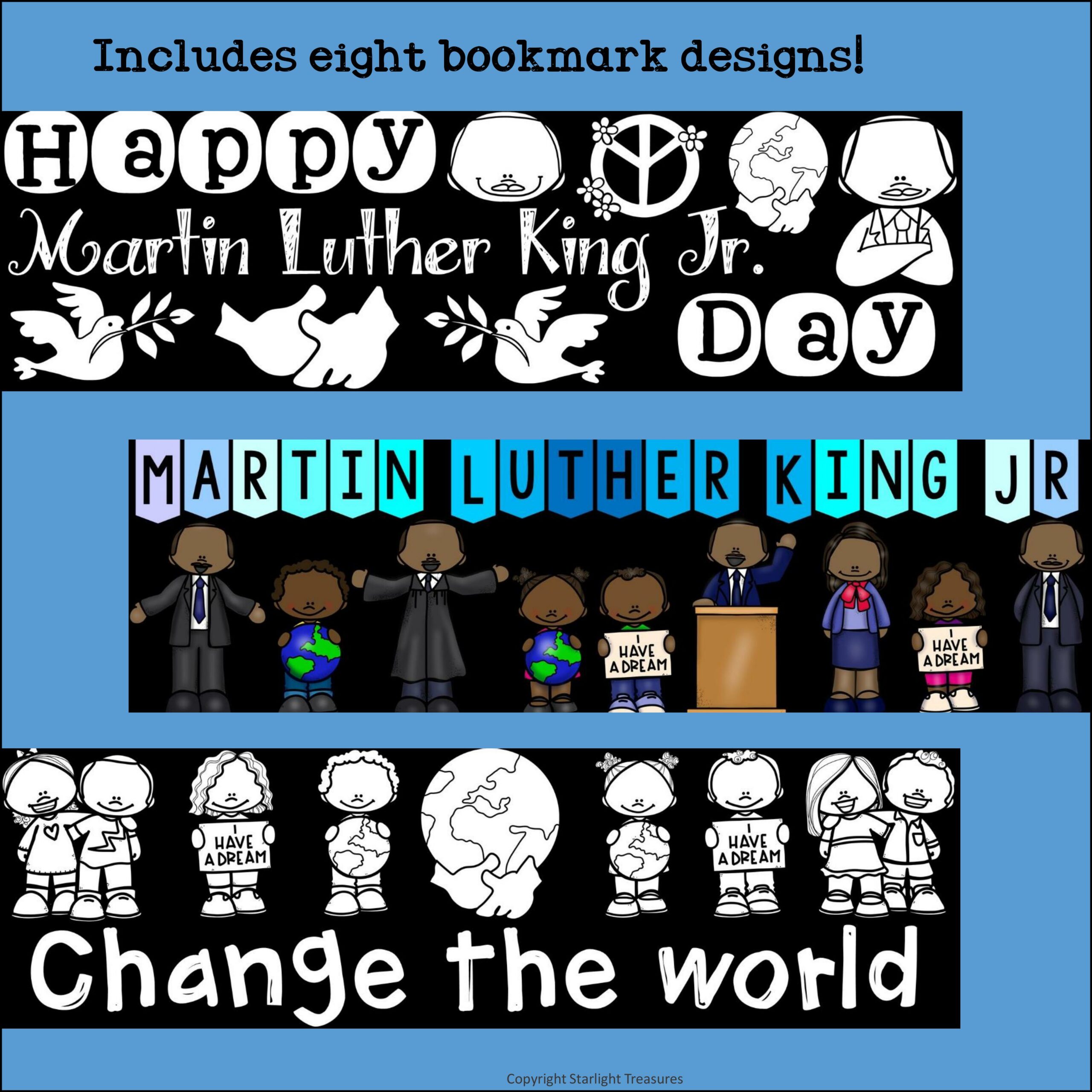Martin Luther King Jr. Day Cut n' Color Bookmarks: Black and White ...