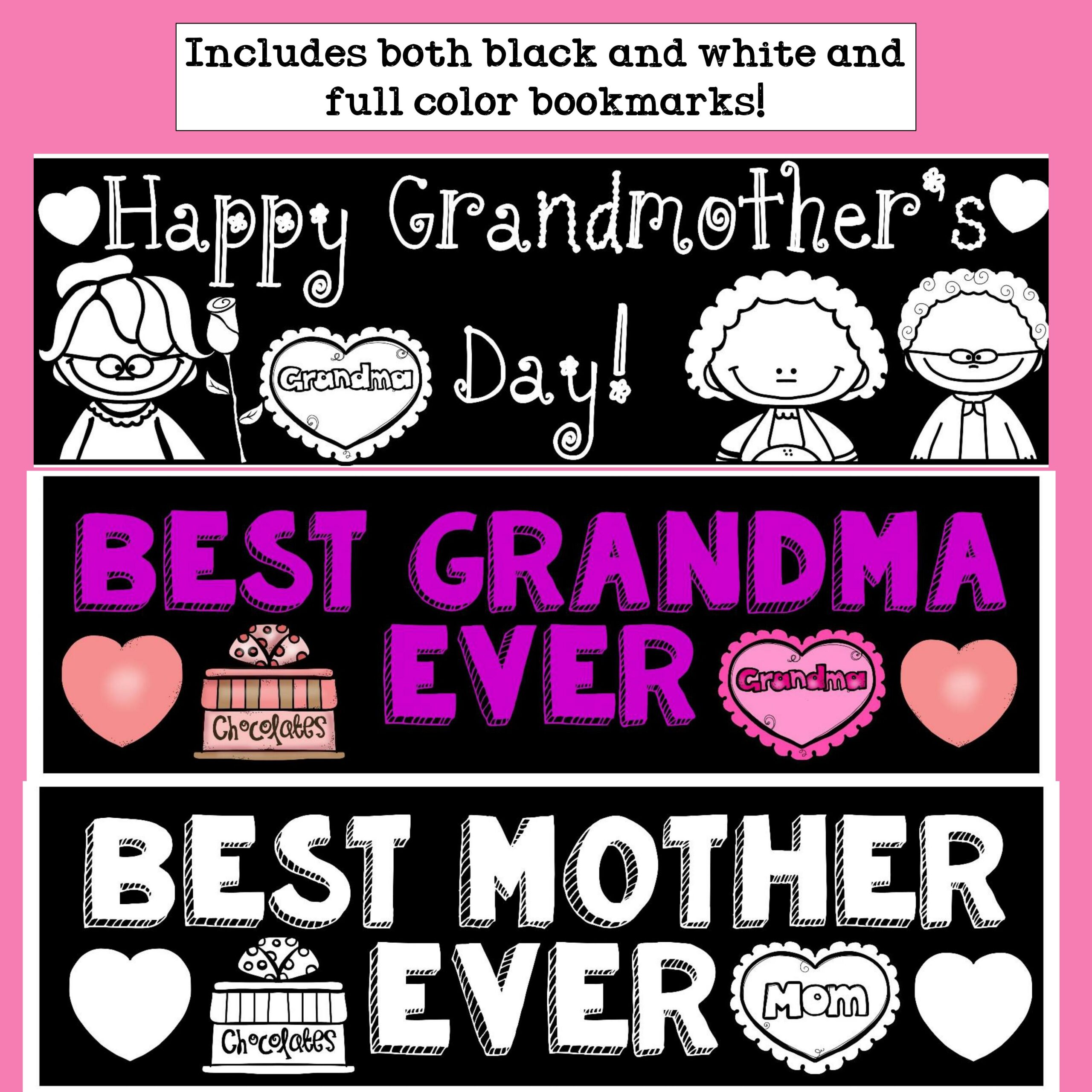 Mother's Day Cut n' Color Bookmarks: Black and White AND Full Color ...