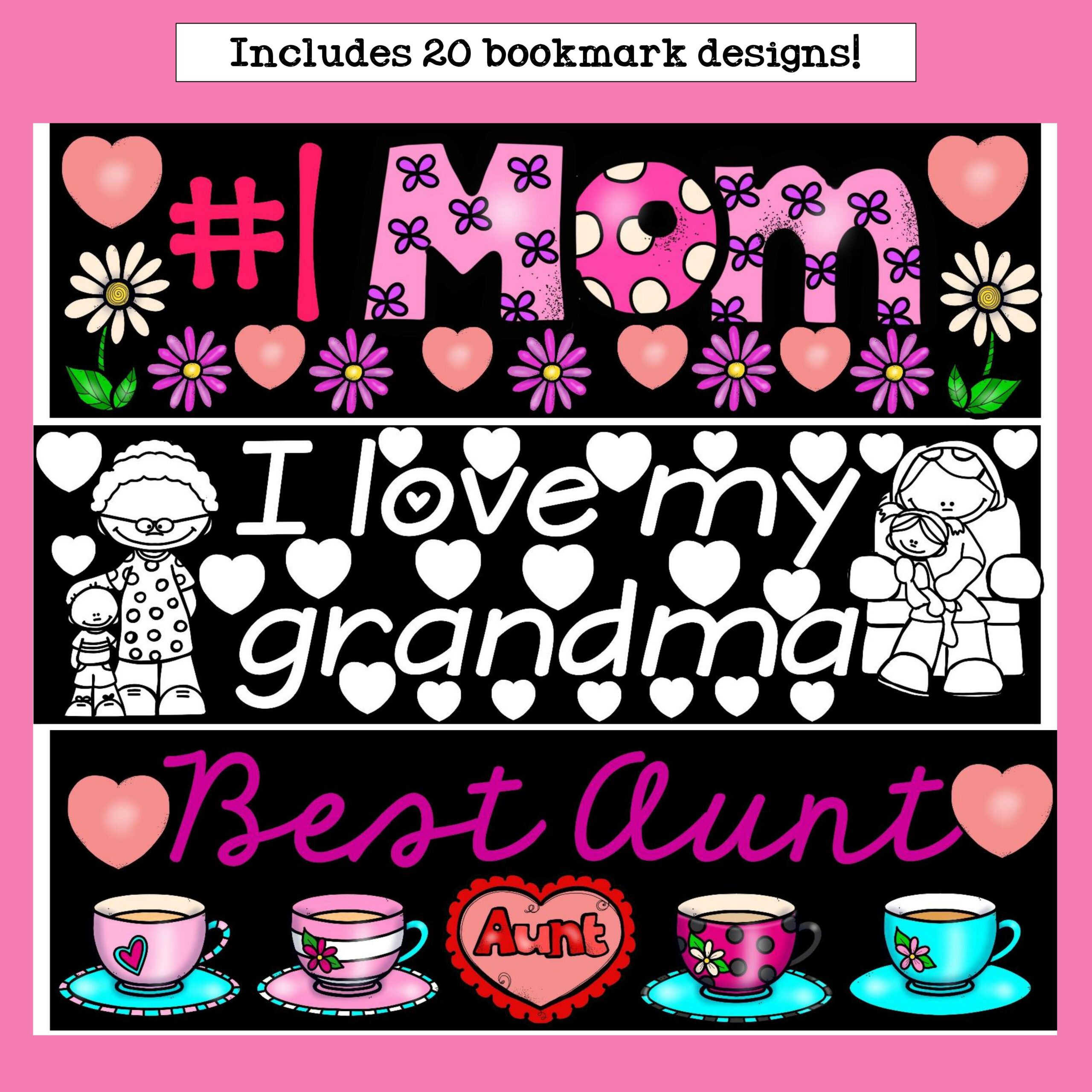 Mother's Day Cut n' Color Bookmarks: Black and White AND Full Color ...