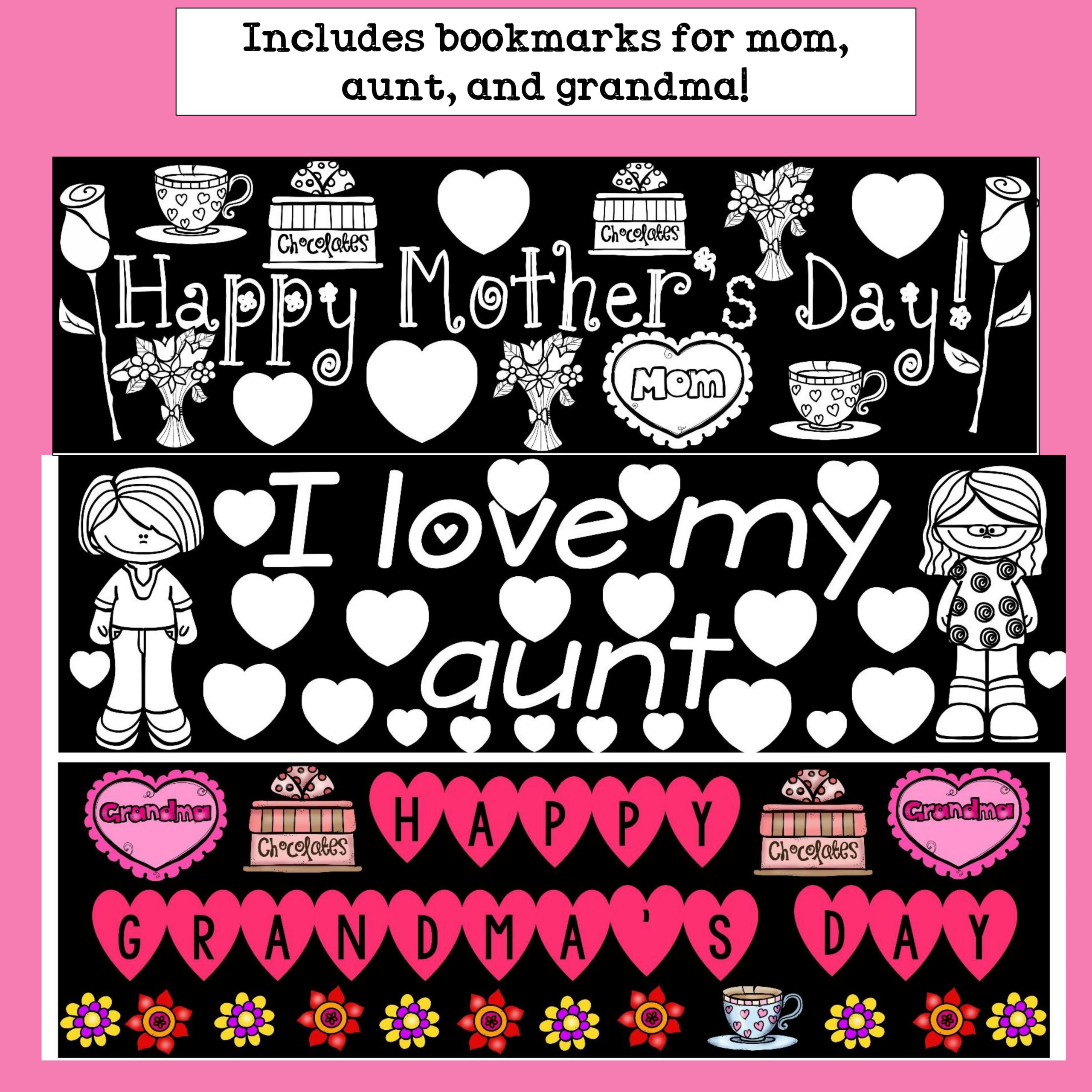 Mother's Day Cut n' Color Bookmarks: Black and White AND Full Color ...