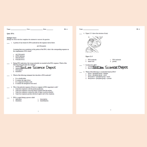 Molecular Genetics Assessment Packet | Made By Teachers