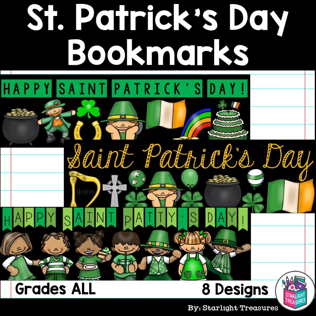 Saint Patrick's Day Cut n' Color Bookmarks: Black and White AND Full ...